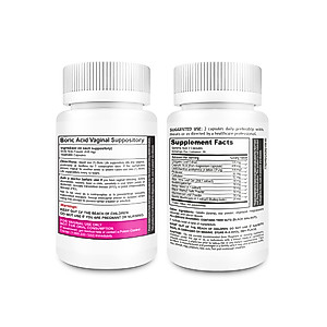 NutraBlast Boric Acid Vaginal Suppositories 600mg (30 Count) w/Feminine Balance Complex (60 Capsules) | Vaginal Detox & Cleanse | Supports Healthy Intestinal Flora & Immune System