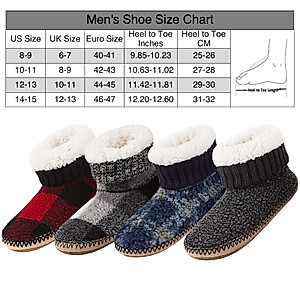 Men's Warm Up House Boots, Thick Fuzzy Sherpa Fleece Winter Moccasin Socks Non-slip Soles, Cozy Soft Comfy Indoor Shoes Rubber Grippers