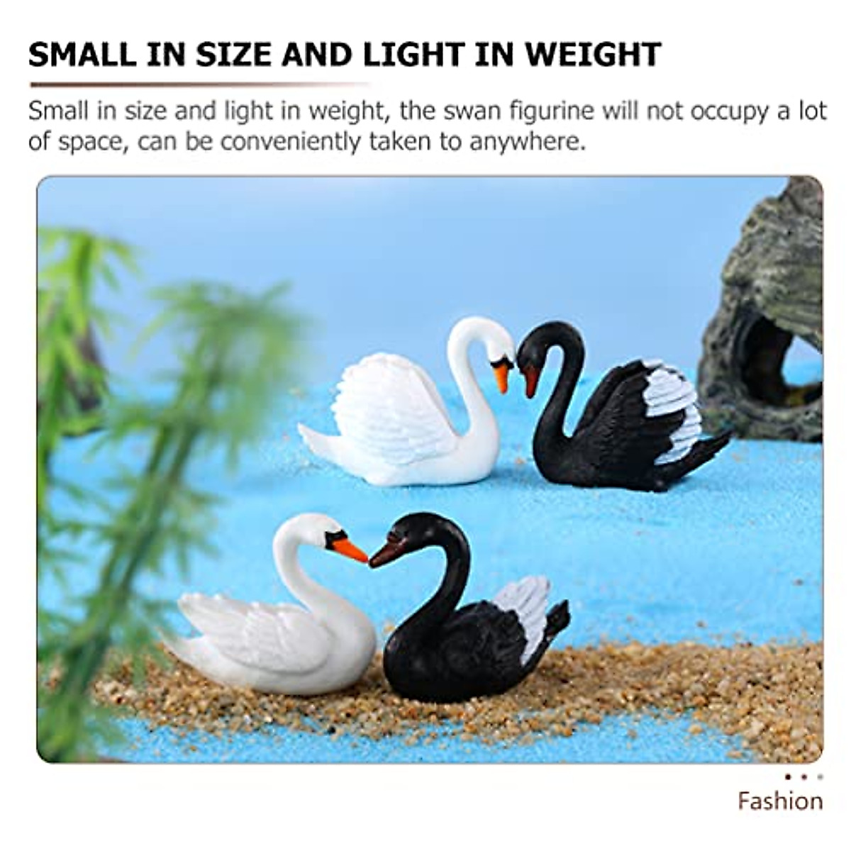 ARTIBETTER 8pcs Swan Micro Landscape Swan Miniature Mini Swan Figurines Black Swan Figurine Garden Swan Statue Swan Cake Decoration Plastic Animals Wildlife Figurines Doll PVC Lovers Desktop