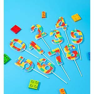 PHD CAKE Number 7 Building Block Birthday Cake Candle, Numeral Birthday Candles,Building Block Candles, Cake Topper Novelty Candle for Building Block Party