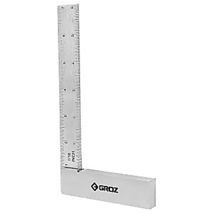 Groz 01143 6" Graduated Workshop Steel Square, 0.00028" Squareness