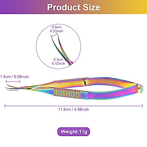 CGBE 4.5 Inch Embroidery Sewing Scissor, Spring Action Curved Blade Eyebrow Trimming Scissor Curved Tip Thread Scissor for Ear Nose Mustache Sewing, Arts & Craft (Color)
