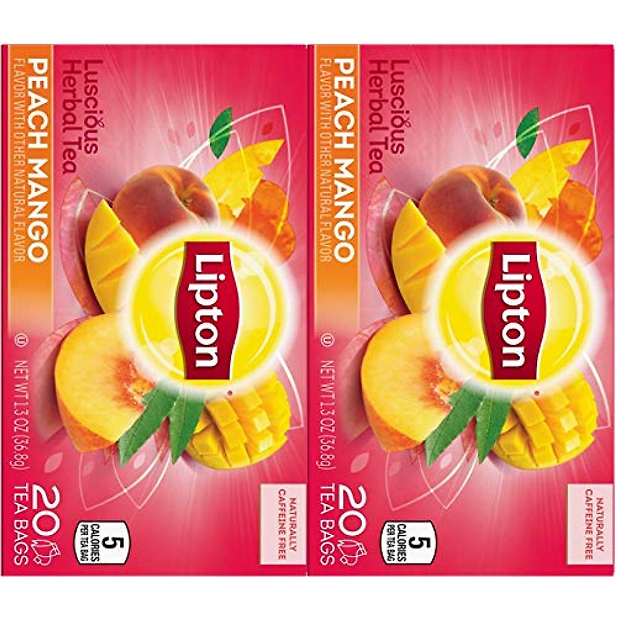 Lipton Tea Herbal Peach Mango 20 Count (Pack of 2)