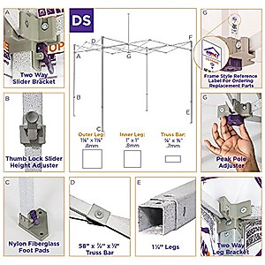 Impact Canopy 10' x 10' Pop-Up Canopy Tent Frame, Replacement Powder-Coated Lightweight Steel Frame with Dust Cover