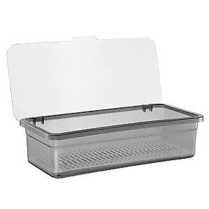 Hemoton Flatware Organizers Flatware Plastic Tray Kitchen Drawer Organizer with Lid and Drainer for Utensils Holder