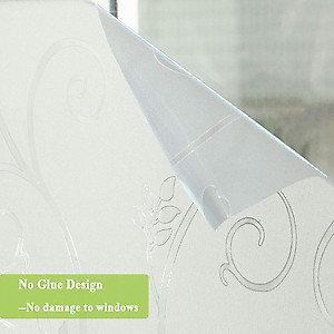 3D Flower Privacy Window Film,Frosted Decorative Glass Door Film,No Adhesive Stained Glass Window Decor,Static Cling Heat Control Anti UV for Home and Office,35 inches by 157 inches