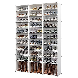 MAGINELS Shoe Rack Organizer 72 Pairs Shoe Cabinet Storage for Closet Living Room Bedroom Hallway, White