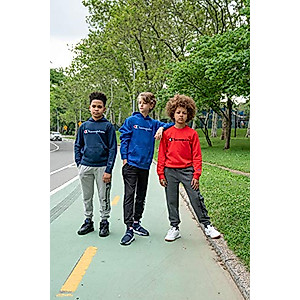 Champion Boys Long Sleeve Tee Shirt Kids Tops (Cargo Olive Outline, Large)