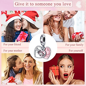 LONGLUCK 925 Sterling Silver Charms for Bracelets Necklaces Dangle Pendant With 5A Cubic Zirconias Bead Charm for Women DIY Jewelry