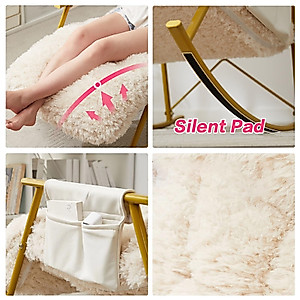 YNAYGDIUGD Upholstered Glider Rocker Chair,Outdoor Rocking Chair with Armrests,Patio Rocking Chair with Side Pockets,for Living Room, Hotel, Bedroom, Beige (Color : Gold)