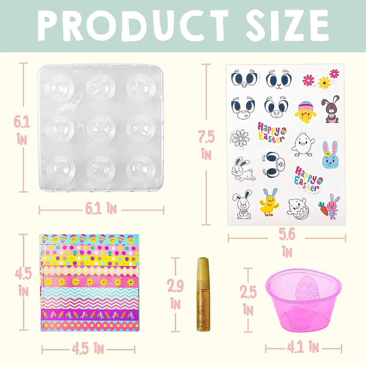 Klever Kits 47 Pcs Easter Egg Dye Decorating Kit Gift with Painting Crafts, Stickers for Kids Boys Girls Easter Creativity Activity, Party Decor, Party Favor