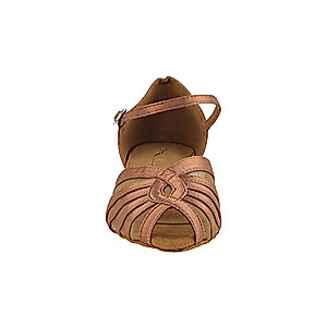 Very Fine Dancesport Shoes - Ladies' Salsa, Latin, Practice Ballroom Dance Shoes 2719FT 1-inch Flat Heel (Tan Satin & Flesh Mesh, Size 8.5)