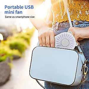 Handheld Mini USB Fan, Portable USB Pocket Fan Rechargeable with Holder, 3 Speeds Adjustable Design suitable for Kids Girls Women Men Indoor Outdoor Travelling