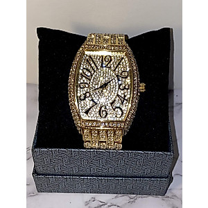 Men's Wrist Watch Band Luxury CZ Diamond Iced Out Watch Gold Numeric Rectangle Square Dial Watch For Men Women Hip Hop Rapper Choice, Men Watch, Mens Jewelry, Iced Watch Custom Fit, Bust Down Watch