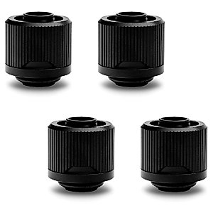 EKWB EK-Quantum Torque STC-10/16 Compression Fitting for Soft Tubing, 10/16mm (3/8" ID, 5/8" OD), Black, 4-pack