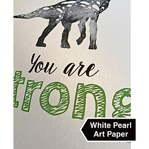 Confetti Fox Dinosaur Wall Art for Little Boys Room, Baby Nursery Posters, Motivational Kids Playroom Dino Decor, Toddler T-Rex Positive Affirmations Quotes (8x10 Unframed Set of 4 Prints)