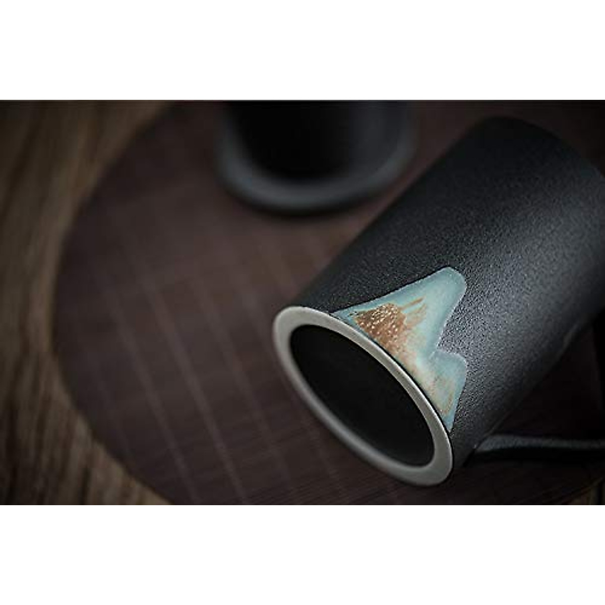 Mug Japanese Style,Pottery Teacup,with Infuser and Lid,9.2oz