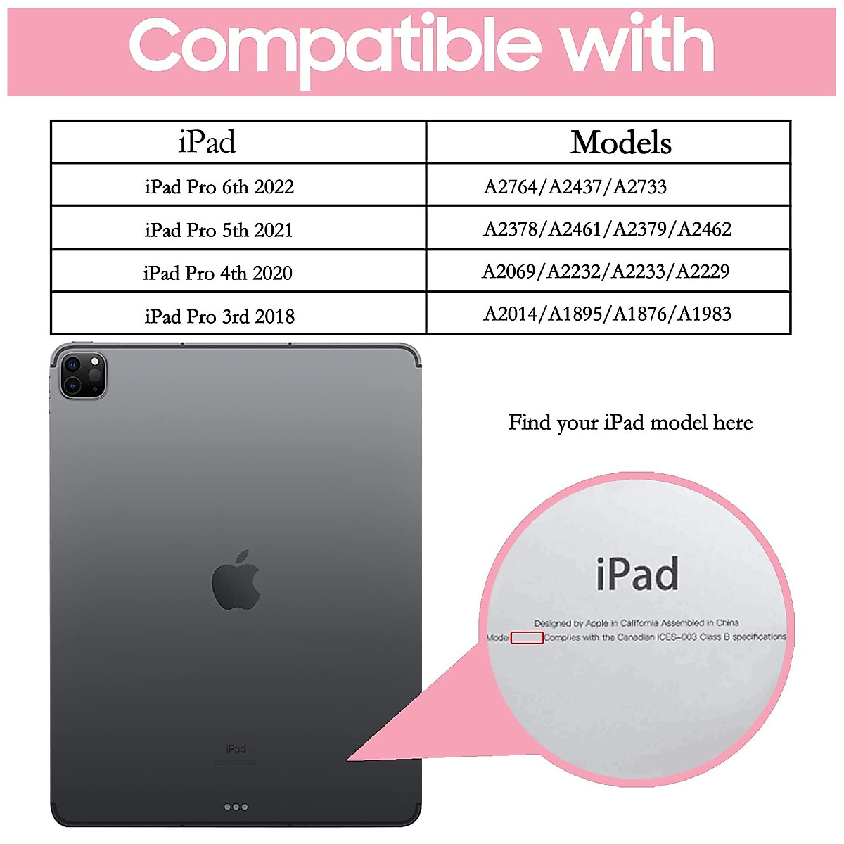 CASZONE Case for iPad Air 13 inch 2024 iPad Pro 12.9 6th/5th/4th/3rd Gen.iPad Pro12.9/Air13 Glitter Case Support Pencil Charging with Folio Kickstand Slim Smart Cover Auto Sleep/Wake,Hand Strap Pink