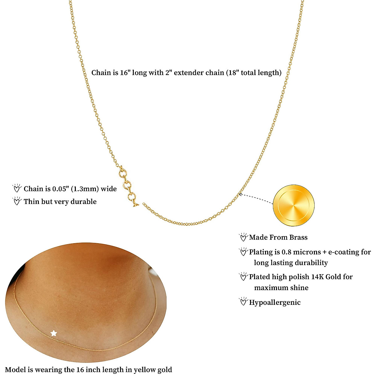 Aghfacy Dainty Thin Chain Choker Necklace 14K Plated Gold Minimalist Short Chain Necklaces for Women Jewelry Gift(1.3mm)