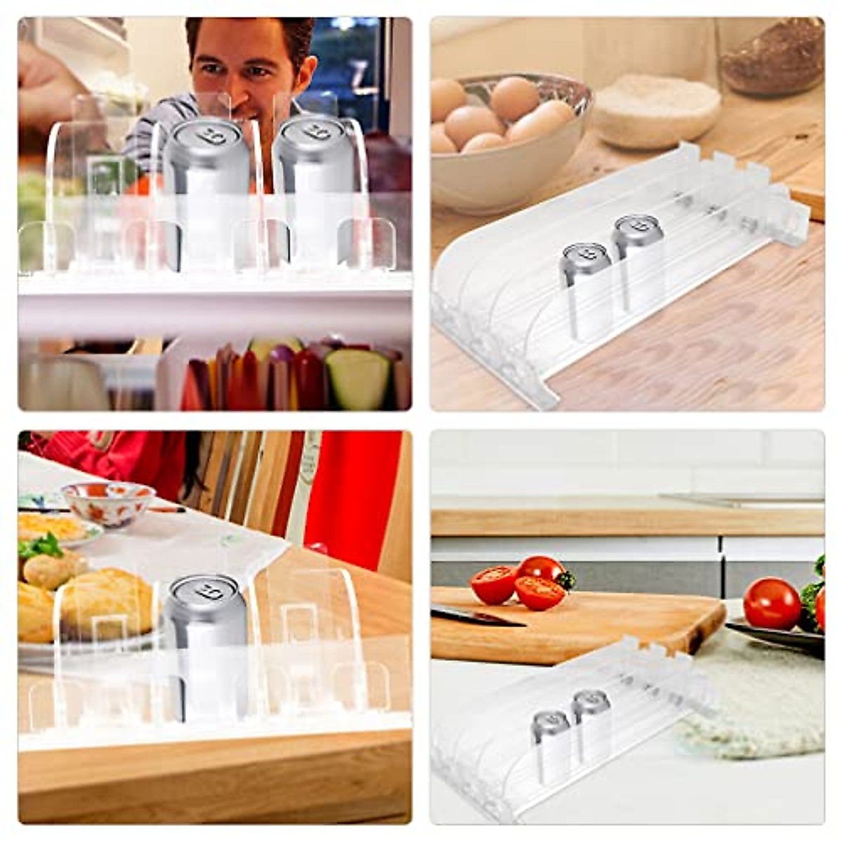 Cabilock Water Bottles 3pcs Plastic Pusher Tray Rack Automatic Vending Machine Sliding Organizer Glide Pull Out Cabinet Shelf Kitchen Drink Storage Holder for Drink Cosmetics Beverages