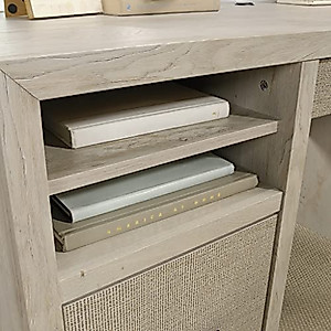 Sauder Pacific View L-Desk, L: 58.47" x W: 58.43" x H: 29.92", Chalked Chestnut Finish