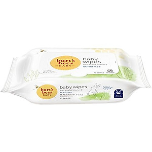Burt's Bees Baby Wipes,Unscented Natural Baby Wipes for Sensitive Skin with Aloe and Vitamin E - 72 Wipes