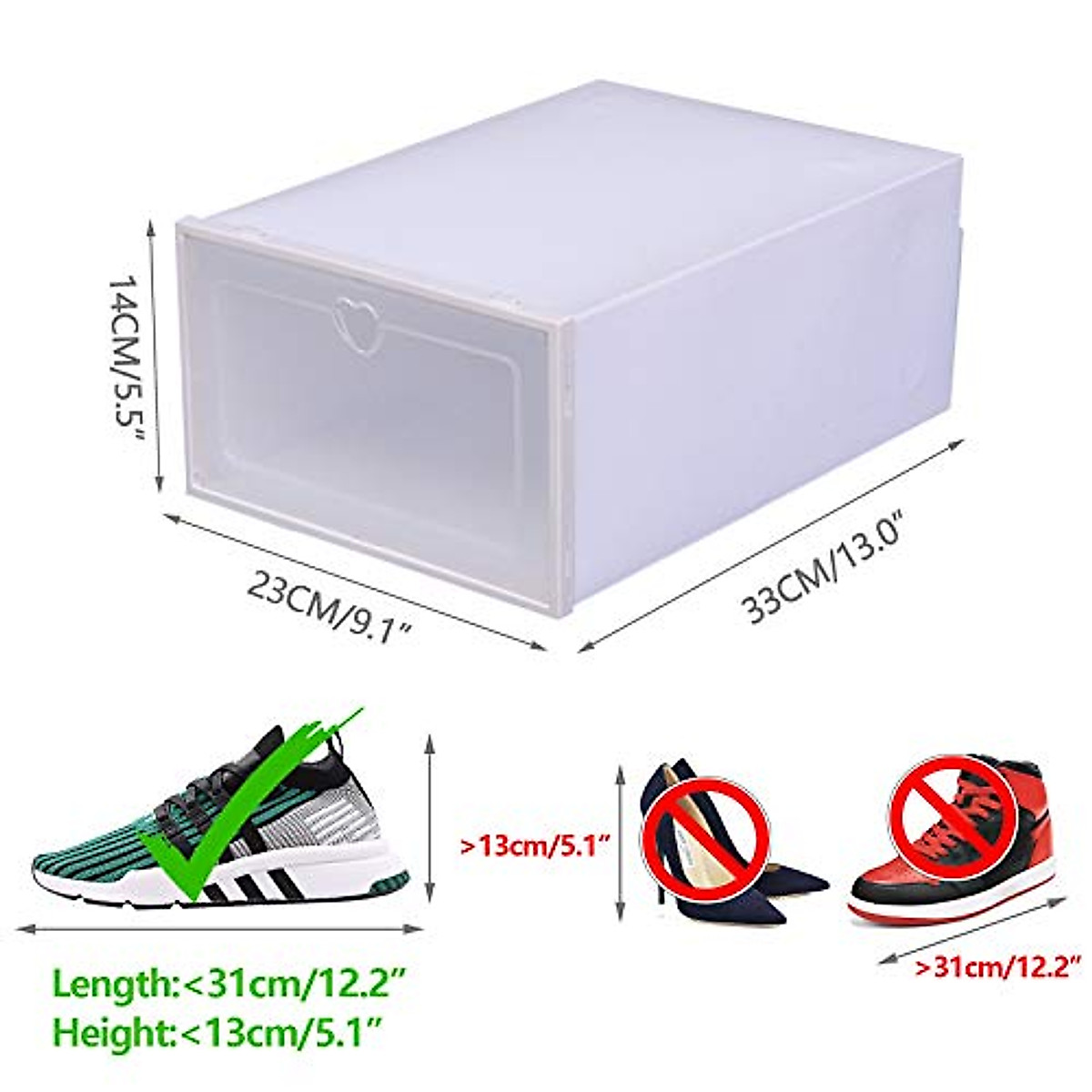 LOYALHEARTDY 20 PCS Shoe Storage Boxes Clamshell Clear Shoe Boxes Stackable Plastic Shoe Boxes with Lids Foldable Shoe Sneaker Containers Easy Assembly Home Shoe Organizer For Sneaker Storage
