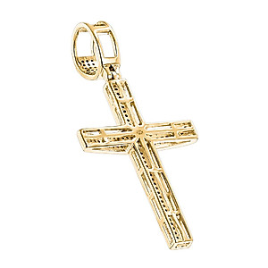 Luxurman 14K Round Pave Set Natural 0.5 Ctw Diamond Cross Pendant (Yellow Gold)