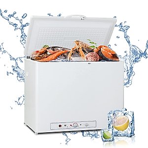 Techomey Propane Freezer 7 Cu.Ft, 110V/LPG Deep Chest Freezers with Lock, Top Open Door, 2-Way Off-grid Gas Freezer for Outdoor, Camping, Boondocking, White