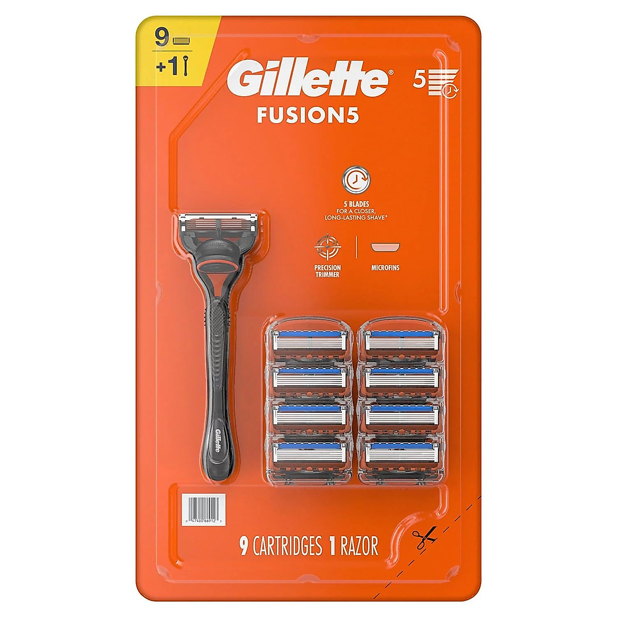 Gillette Fusion5 Men's Razor Handle + 9 Blade Refills