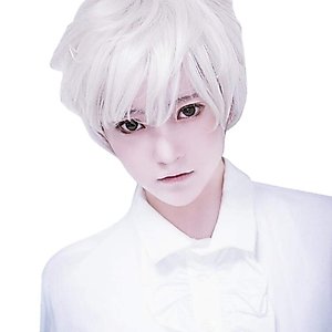 Bokeley Best Gift! Fashion Wig Adult Mens Guy Wig Short Boy Band Wig White Short Perfect for Parties and Daily Life 8inch (White)
