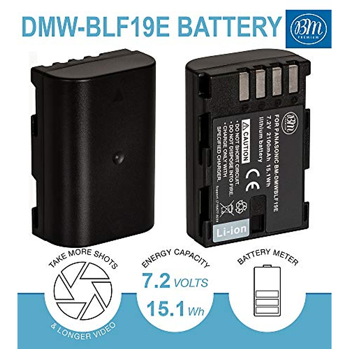 BM Premium 2-Pack of DMW-BLF19, DMW-BLF19e, DMW-BLF19PP Batteries and Dual Battery Charger for Panasonic Lumix DC-G9, DC-GH5, DMC-GH3, DMC-GH3K, DMC-GH4, DMC-GH4K Digital Camera