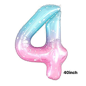 40 Inch Starry Sky Gradient Number 4 Balloons for 4th Birthday Party Decorations. (4)
