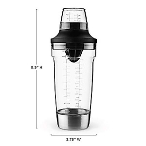 HOST All in One Cocktail Shaker Set | 5 in 1 Tool - Jigger Cap | Strainer | Reamer | Stainless Steel Bottle Opener and Oz and mL Markers 18 oz Capacity - Multitool Bartending Mixer for Drinks