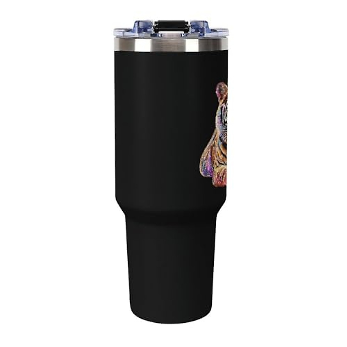 Glitter Tiger Insulated Tumblers with Handle Stainless Steel Coffee Mug Funny Travel Cup with Lid Straw 40oz
