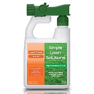 Simple Lawn Solutions - High Potassium Lawn Food Liquid Fertilizer 0-0-25 - Concentrated Spray - Turf Grass Vigor and Plant Hardiness - Summer and Fall - Any Grass Type (32 Ounce)