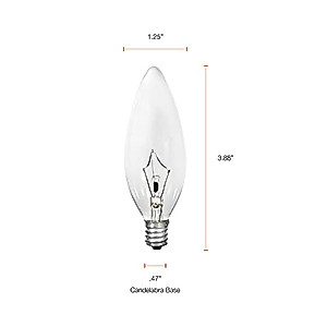 SYLVANIA Incandescent Double Life Light Bulb, 60W B10 Chandelier , Candelabra Base, Clear, Blunt Tip, Soft White - 6 Pack (18750)