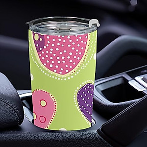 QWEUIOP 20oz Insulated Travel Coffee Mug Colorful Hearts Pattern Stainless Steel Tumbler with Lid Double Wall Vacuum Coffee Cup For Hot and Cold Drinks14682