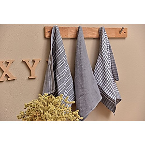 Classic Kitchen Towels, 100% Natural Cotton, The Best Tea Towels, Dish Cloth, Absorbent and Lint-Free, Machine Washable, 18 x 25 Inch, 3 Pack, White with Grey Stripe
