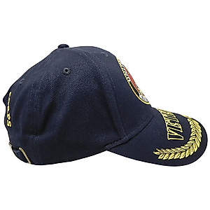 United States Marine Corps Emblem Veteran Wreath Navy Blue Adjustable Embroidered Cotton Hat Cap - Officially Licensed