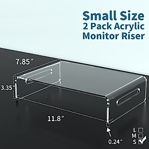Zimilar 2 Pack Monitor Stand Riser, Acrylic Monitor Stand for Computer, Laptop, Printer, Notebook, Premium Clear Laptop Stand Acrylic Monitor Riser for Home Office, Monitor Stands for 2 Monitors