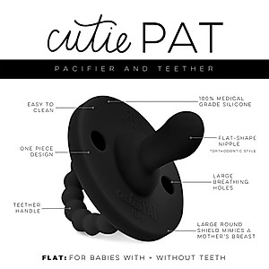 Ryan & Rose Cutie PAT Pacifier Teether (Flat, Black)