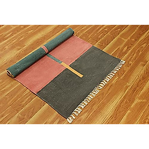 Casavani Indian Handmade Cotton Carpet Geometric Multicolor Area Dhurrie Best Uses For Home/Office 3x5 Feet Rugs for Bedroom,Living Room,Kids Room,Hallway Enterway,Kitchen 4x15 Feet Runner