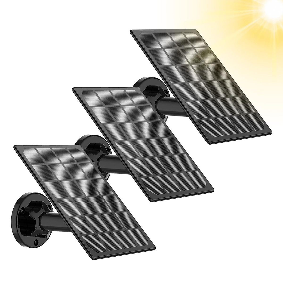 Solar Panel for Security Camera,USB Solar Panel Compatible with Rechargeable Battery Camera,5V 3.5W Waterproof Solar Panel with 10ft Charging Cable,Adjustable Security Mount(3 Pack)