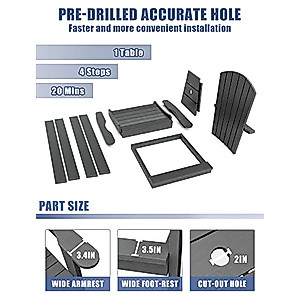 MARVOWARE Tall Adirondack Chairs Set of 2, Balcony Chair with Connecting Tray, 27.6 Inch Seat Height Outdoor Barstools, HDPE Plastic Patio Stools with Umberlla Hole Outdoor Patio Lawn