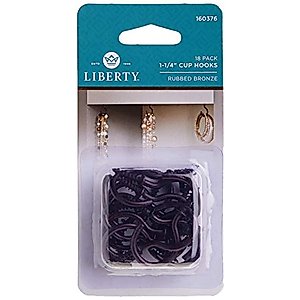 Liberty 160376 1-1/4" Cup Hooks (Pack of 18), Rubbed Bronze