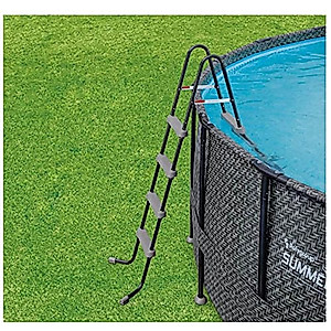 Summer Waves P4A024521 24ft x 52in Elite Round Above Ground Frame Outdoor Swimming Pool Set w/Sand Filter Pump, Pool Cover, Ladder, & Maintenance Kit