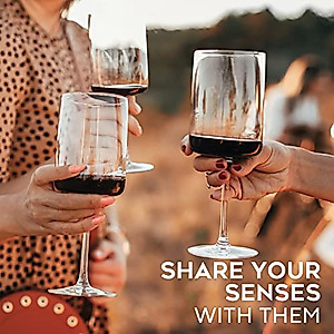 Chouggo Square Wine Glasses Set of 6-14.5Oz, Hand Blown Premium Crystal Red Wine or White Wine Glass - Gifts for Women, Men, Wedding, Anniversary, Christmas, Birthday