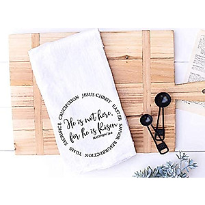 Handmade Happy Easter Kitchen Towels - Religious He Is Risen Hand Towel for Easter Holiday - 28x28 Inch Housewarming Hostess Gift, Spring Cooking Party (He is Risen Religious)