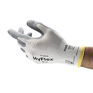 Ansell HyFlex 11-800 Nylon Glove, Gray Foam Nitrile Coating, Knit Wrist Cuff, Medium, Size 8 (Pack of 12)